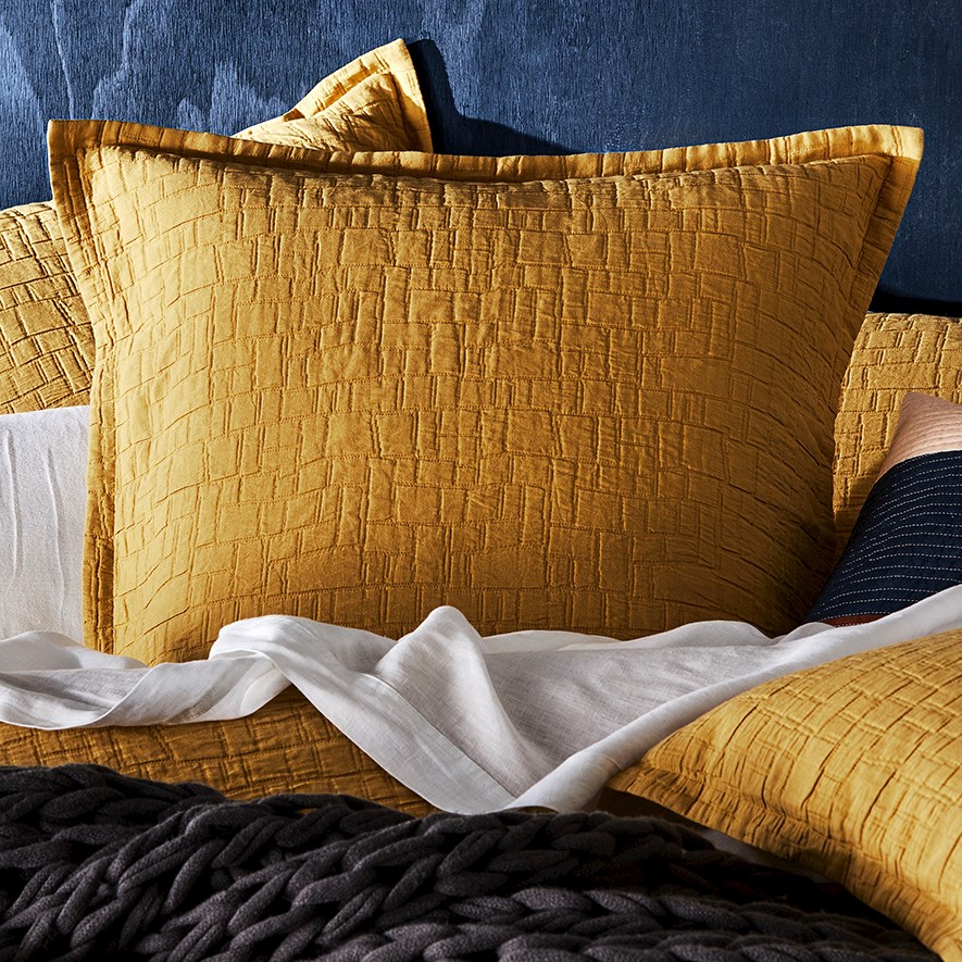 Mila Matelasse Mustard Quilt Cover | Adairs