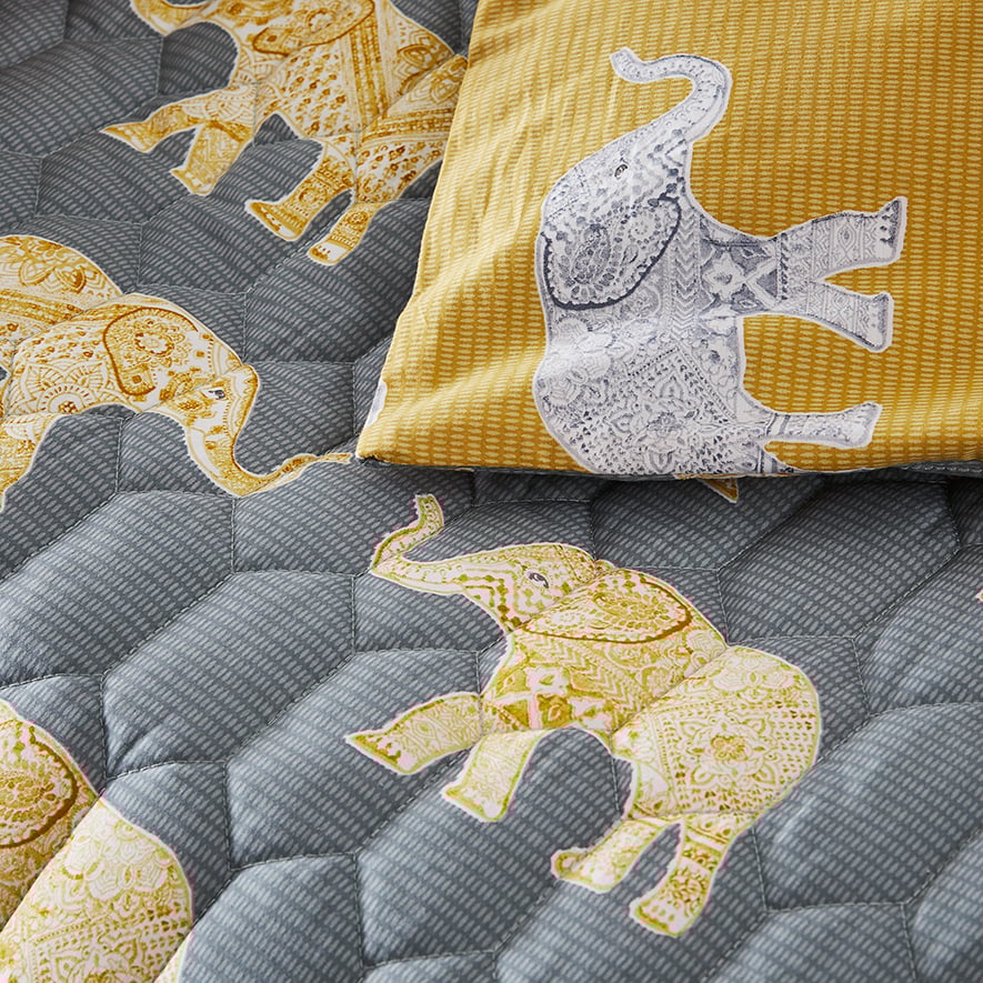 Mali Quilted Mustard Quilt Cover | Adairs