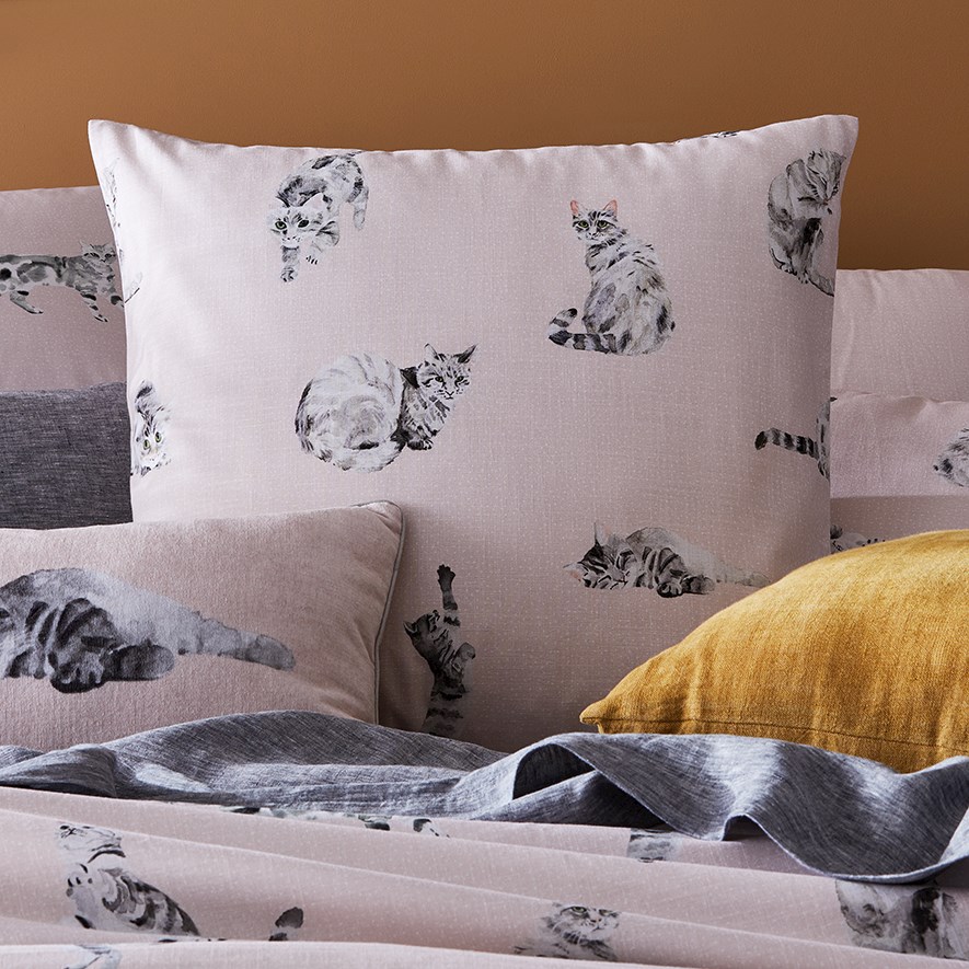 Tabby Cat Pink Quilt Cover Set | Adairs