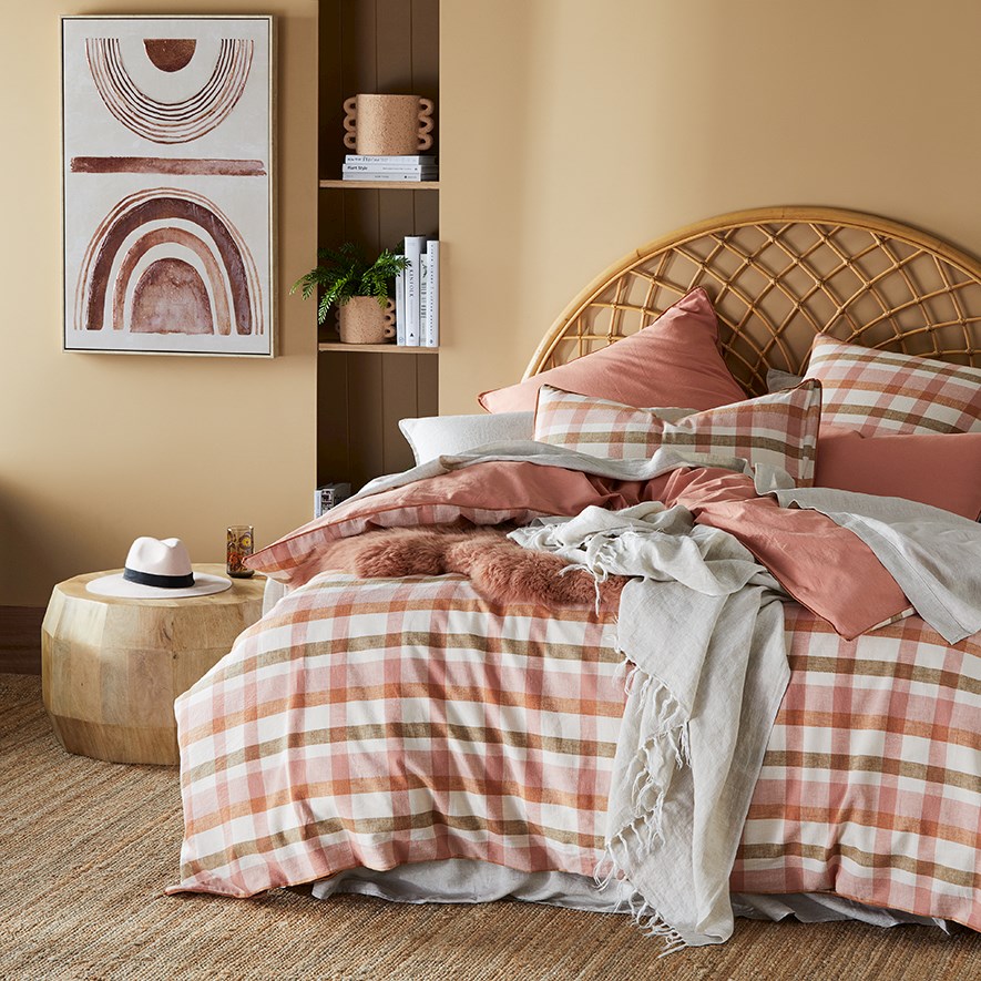 Vintage Washed Linen Cotton Misty Rose Quilt Cover Set | Adairs