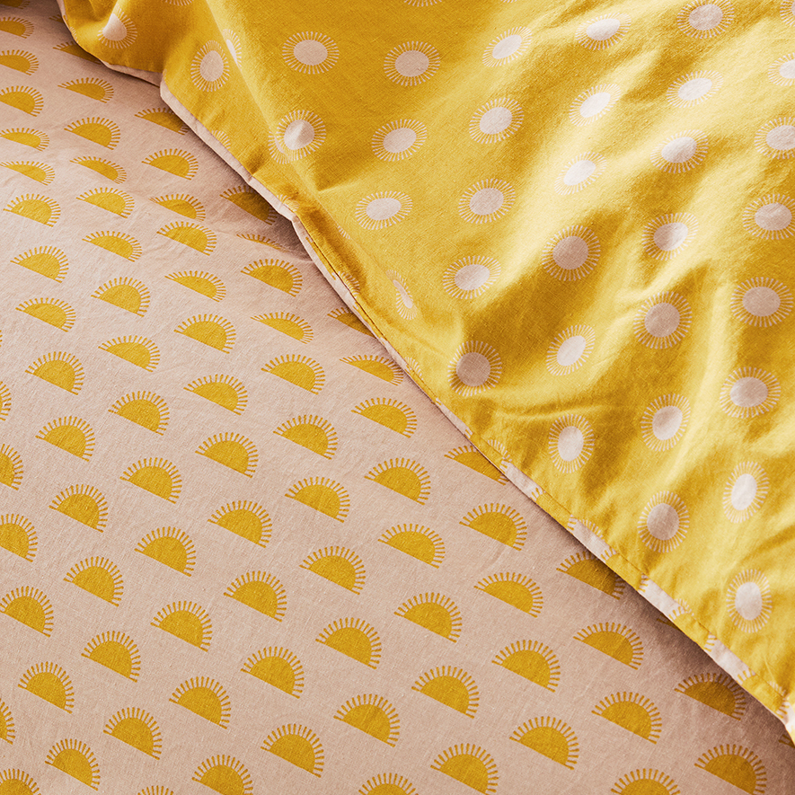 Stonewashed Printed Cotton Nude Sunray Quilt Cover | Adairs