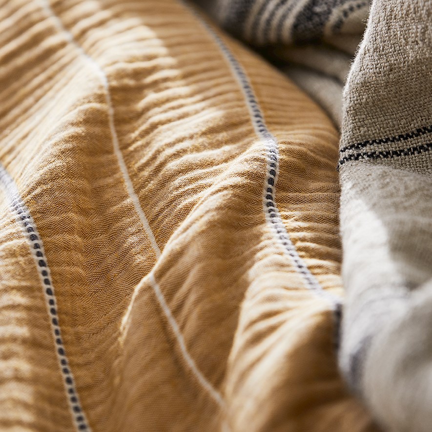 Mark Tuckey Jacquard Stripe Bedlinen Single Mustard Quilt Cover Set ...