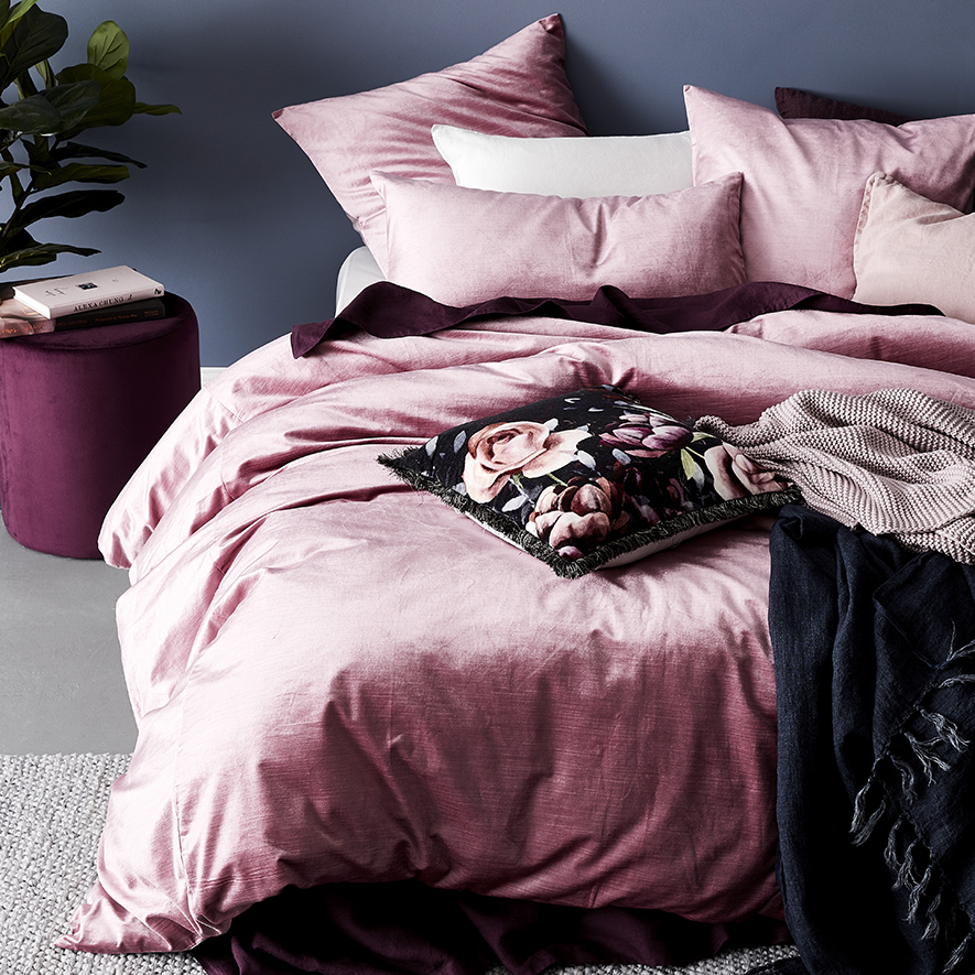 Luxe Velvet Quilt Cover Dusty Rose | Adairs