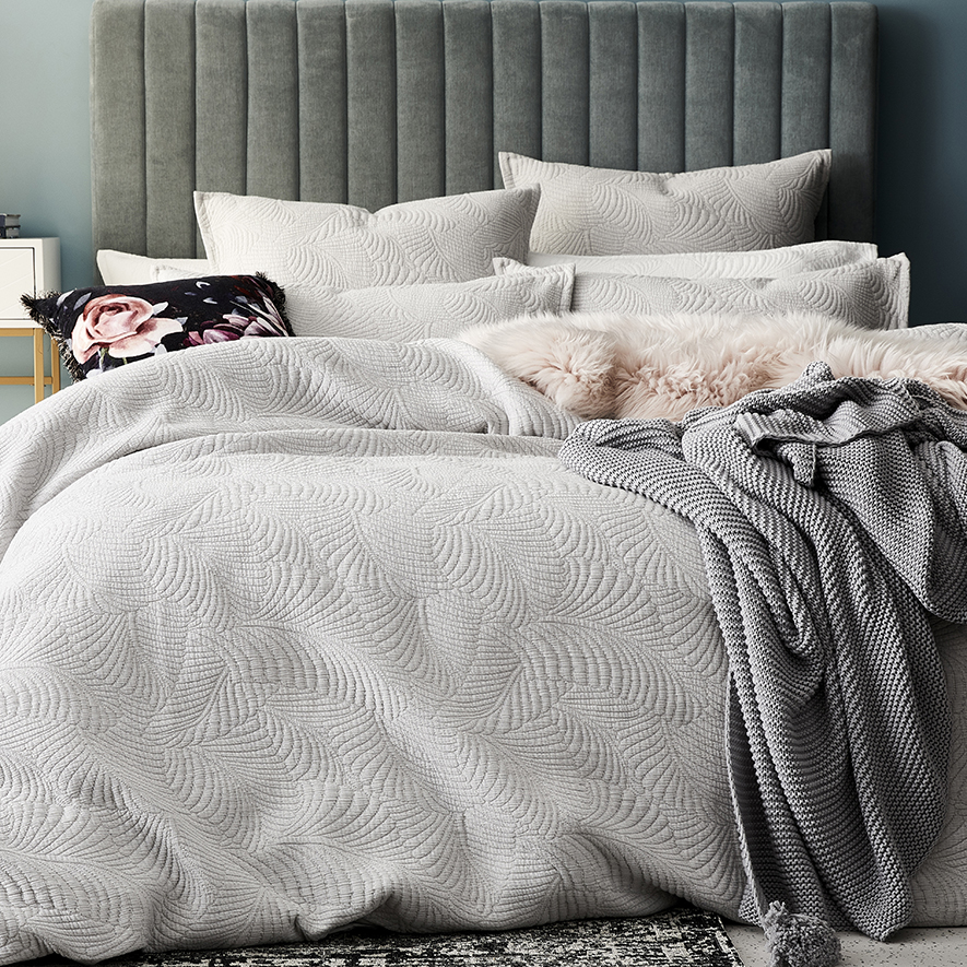 Silver Fern Quilt Cover Silver | Adairs