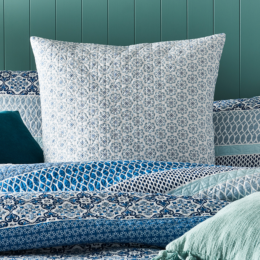 Lucia Navy Quilted Quilt Cover | Adairs