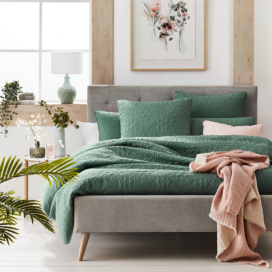 Juno Quilted Fern Quilt Cover | Adairs