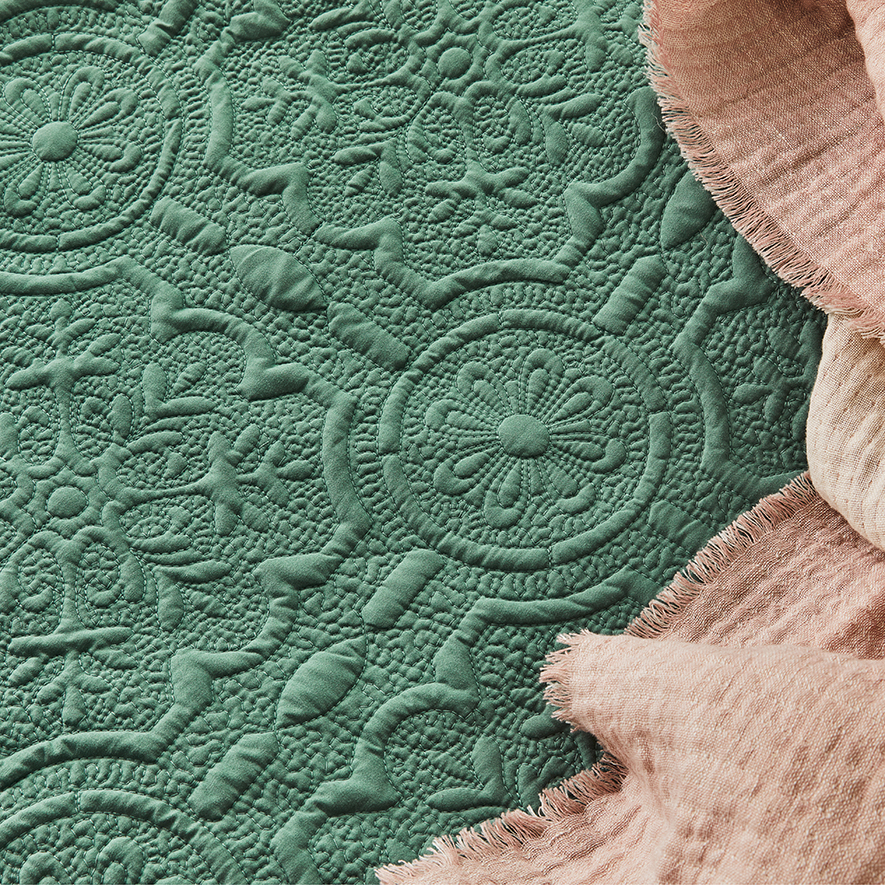 Juno Quilted Fern Quilt Cover | Adairs