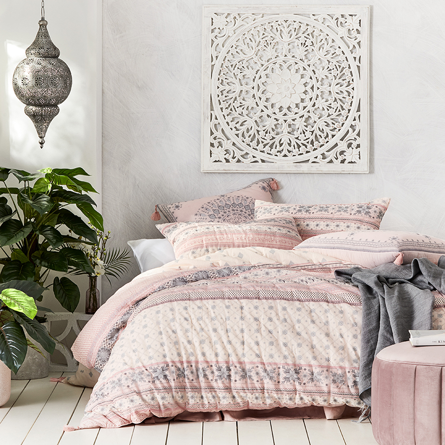Gypsy Quilted Blush Quilt Cover | Adairs