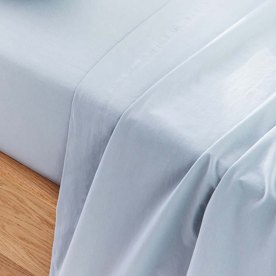 Stonewashed Cotton Powder Blue Sheet Separates | Adairs