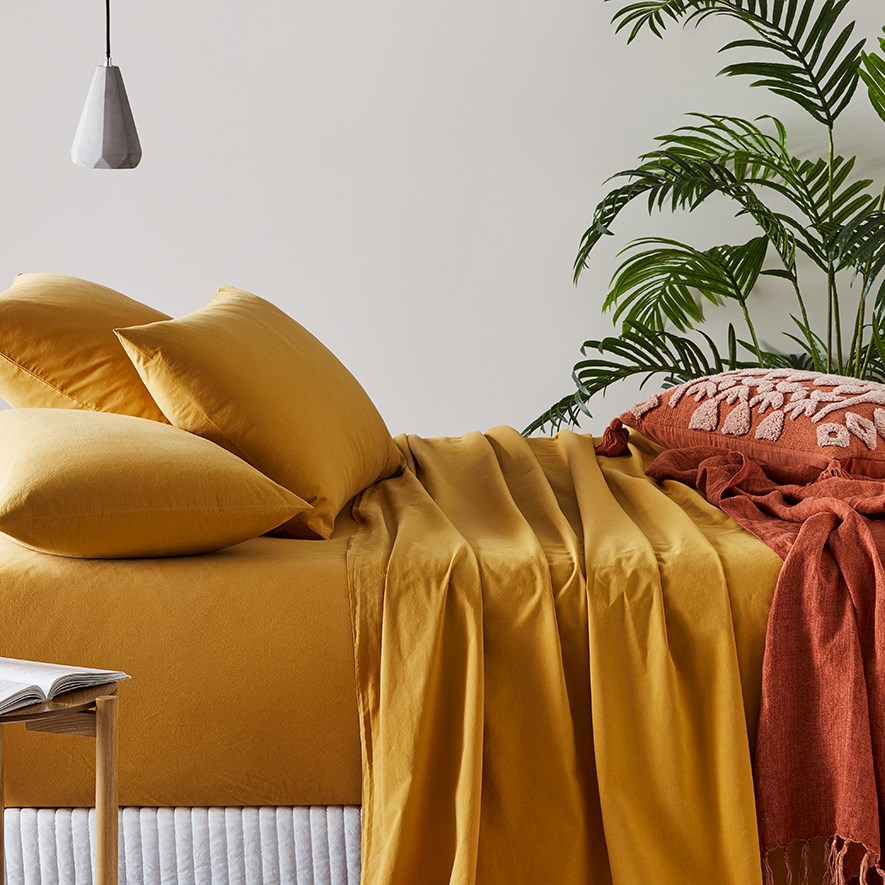 Stonewashed Cotton Spice Sheet Separates | Adairs