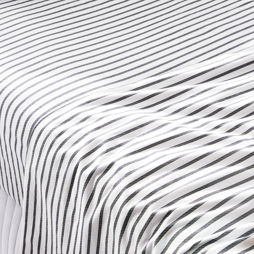 Stonewashed Printed Cotton Black Stripe Sheet Separates | Adairs