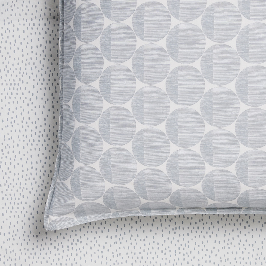 Stonewashed Printed Cotton Powder Blue Spot Sheet Separates | Adairs