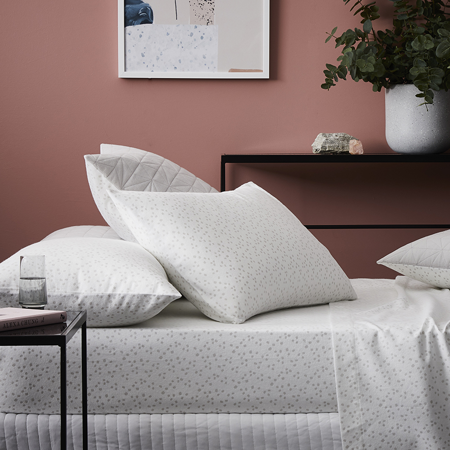 HR Fleck Quilted Flannelette W18 Queen Silver Quilt Cover Set | Adairs