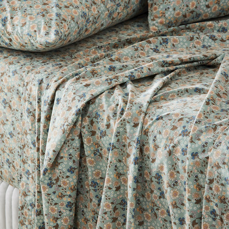 Printed Sage Floral Sheet Set | Adairs