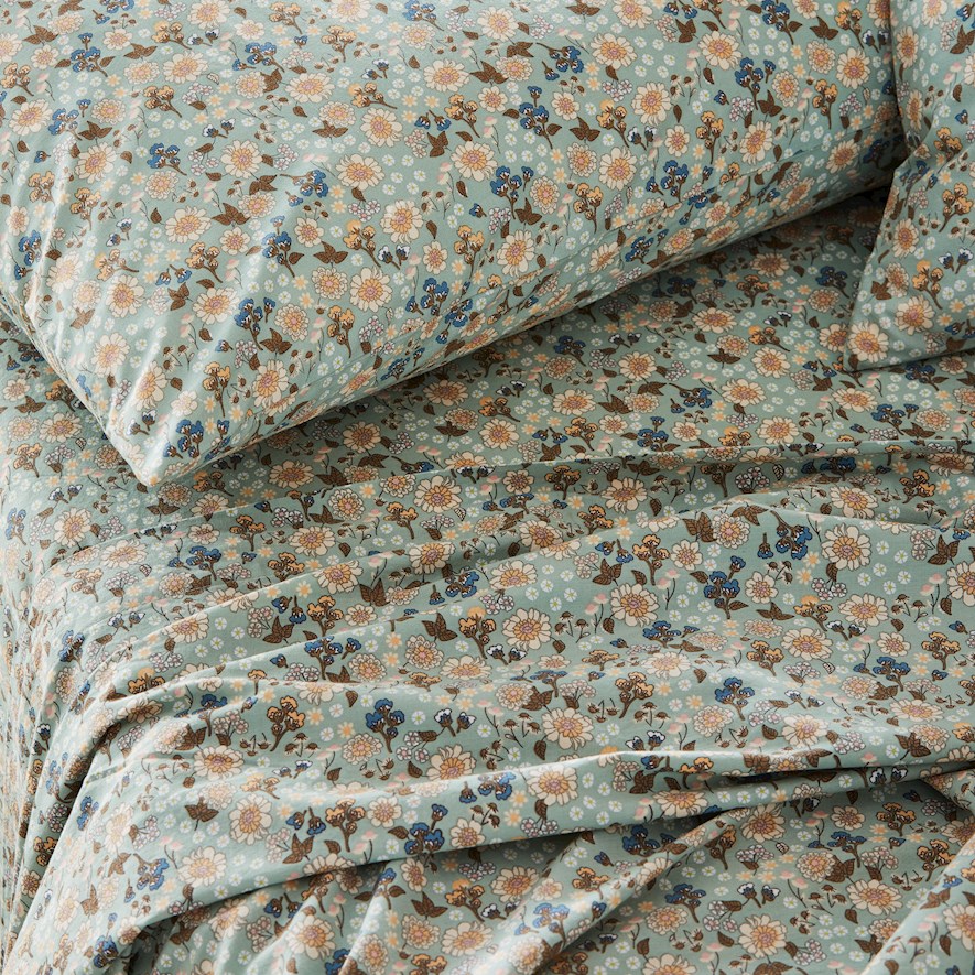 Printed Sage Floral Sheet Set | Adairs