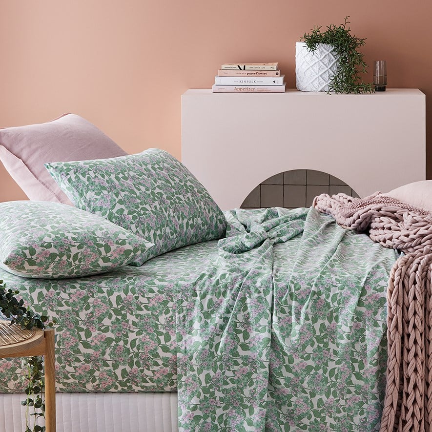Home Republic - Printed Hydrangea Sheet Set | Adairs