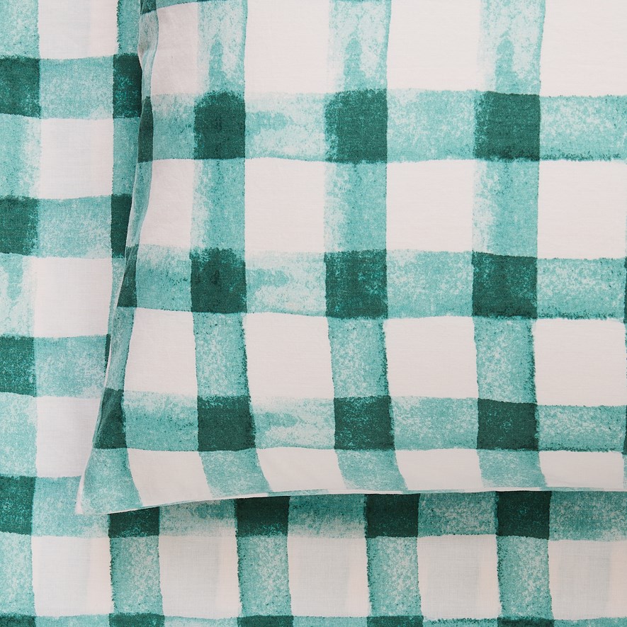 Printed Jade Check Sheet Set | Adairs