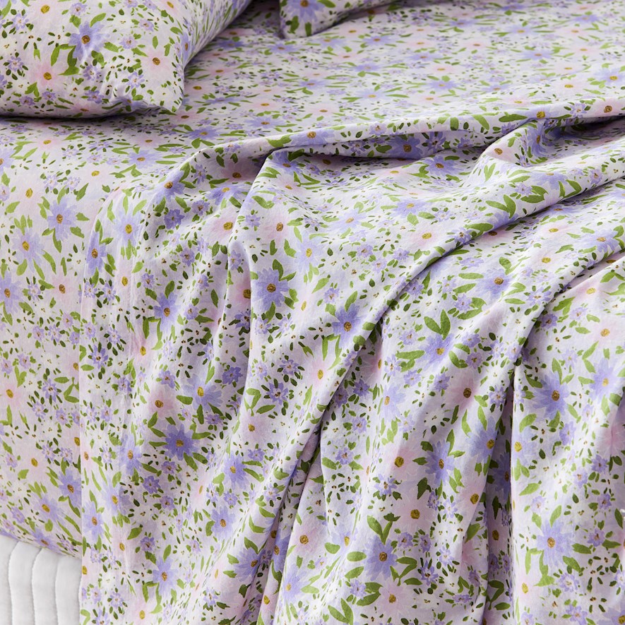 Printed Lilac Garden Sheet Set | Adairs