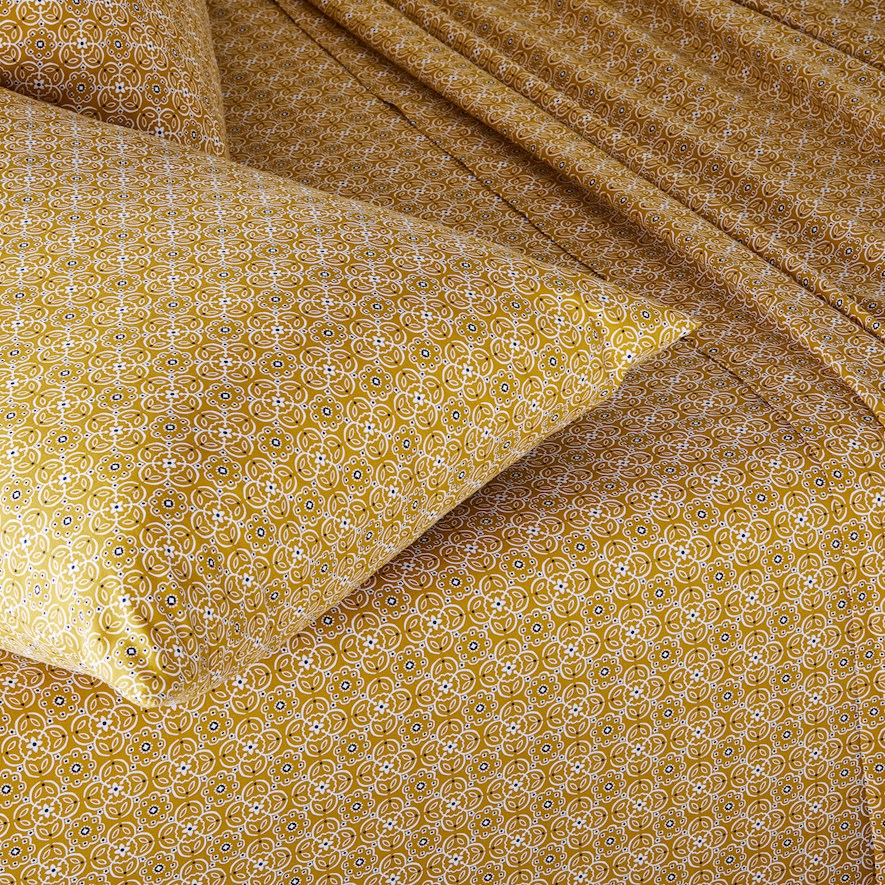 Printed Mustard Tile Sheet Set | Adairs
