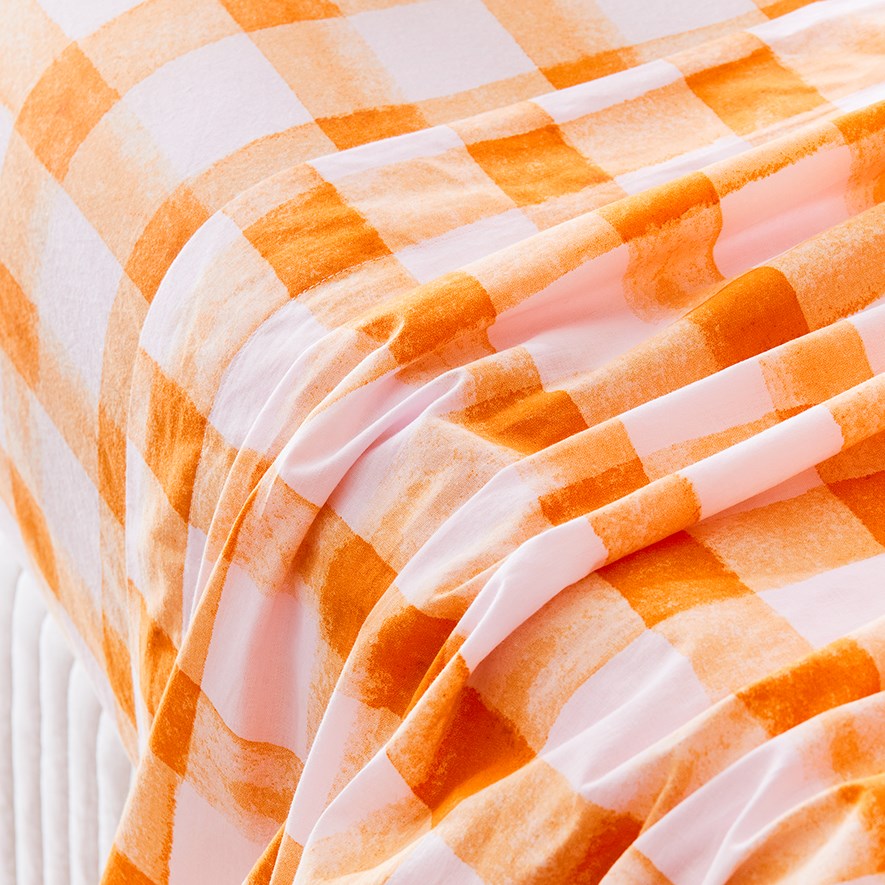 Printed Orange Check Sheet Set | Adairs