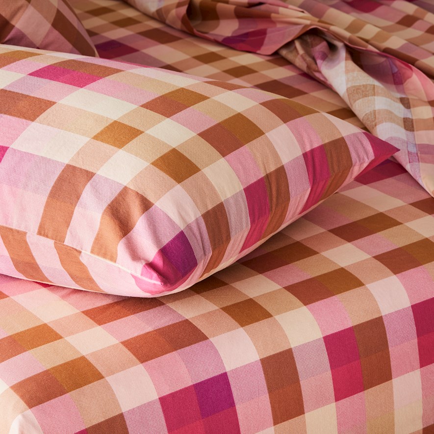Printed Raspberry Check Sheet Set | Adairs