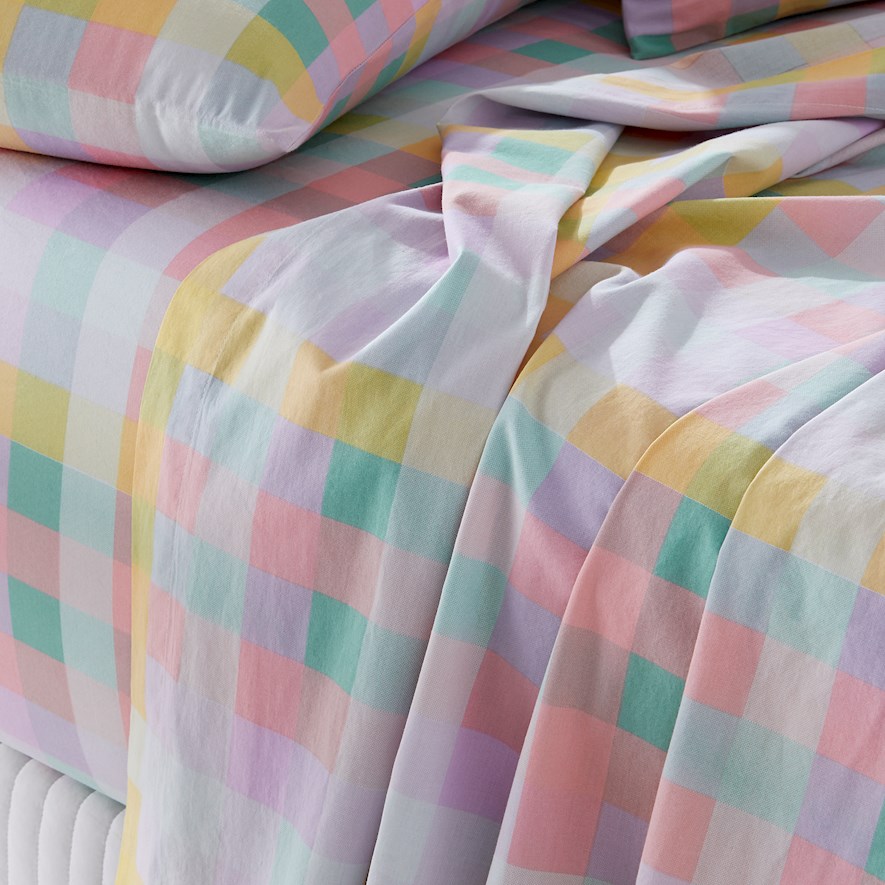 Printed Sorbet Check Sheet Set | Adairs
