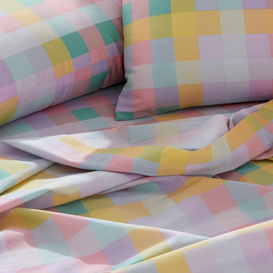 Printed Sorbet Check Sheet Set | Adairs