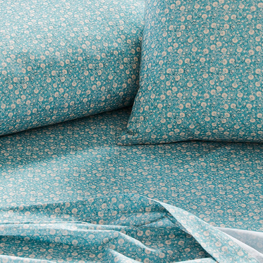 Printed Turquoise Woodblock Sheet Set | Adairs