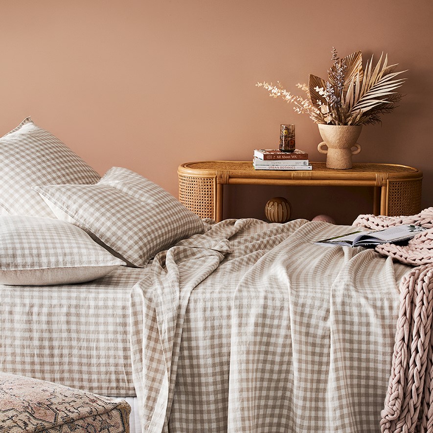 Vintage Washed Linen Linen Check Sheet Separates | Adairs