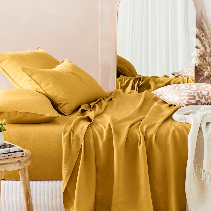 Vintage Washed Linen Chai Sheet Set | Adairs