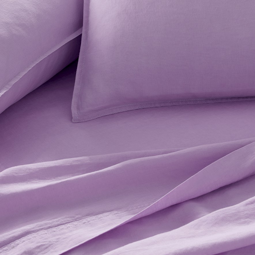 Vintage Washed Linen Pastel Lilac Sheet Set | Adairs