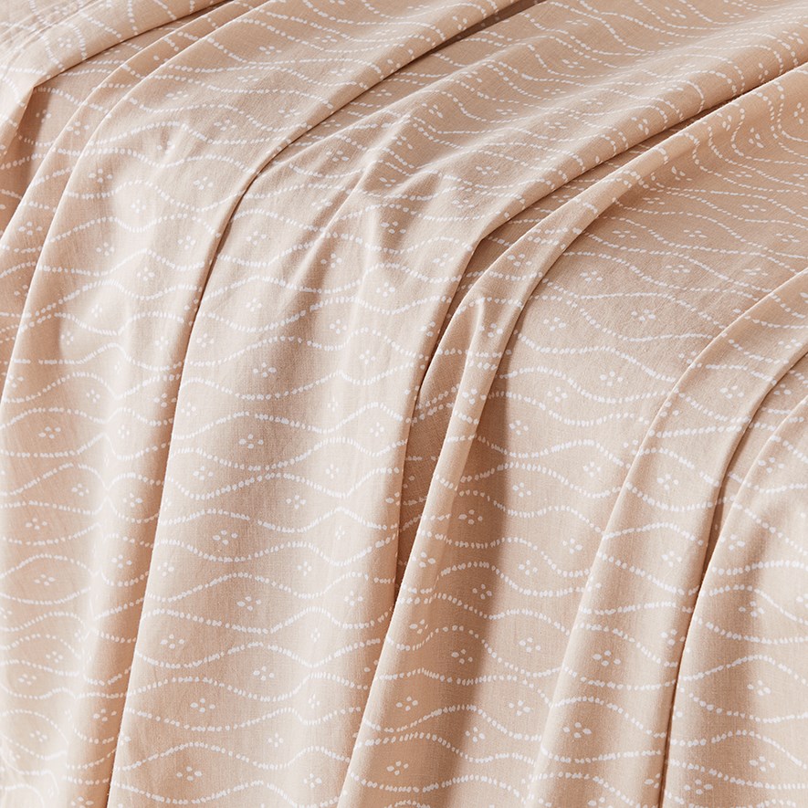 Stonewashed Cotton Printed Nude Wave Sheet Separates | Adairs