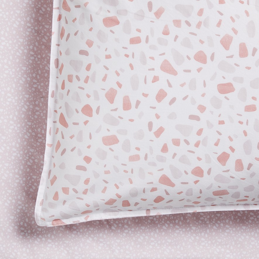 Stonewashed Printed Cotton Pink Terrazzo Sheet Separates | Adairs