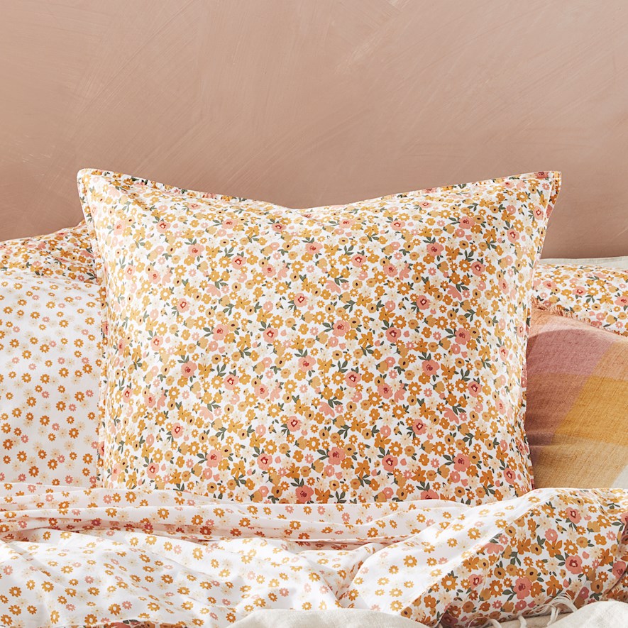 Stonewashed Cotton Printed Golden Daisy Sheet Set | Adairs
