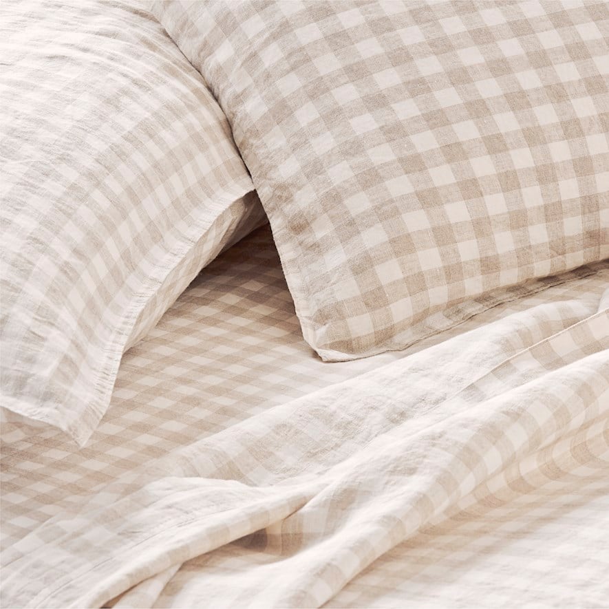 Vintage Washed Linen Linen Check Sheet Separates | Adairs