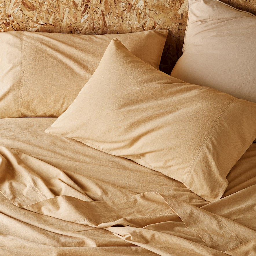 Organic Cotton Chambray Mustard Sheet Set | Adairs