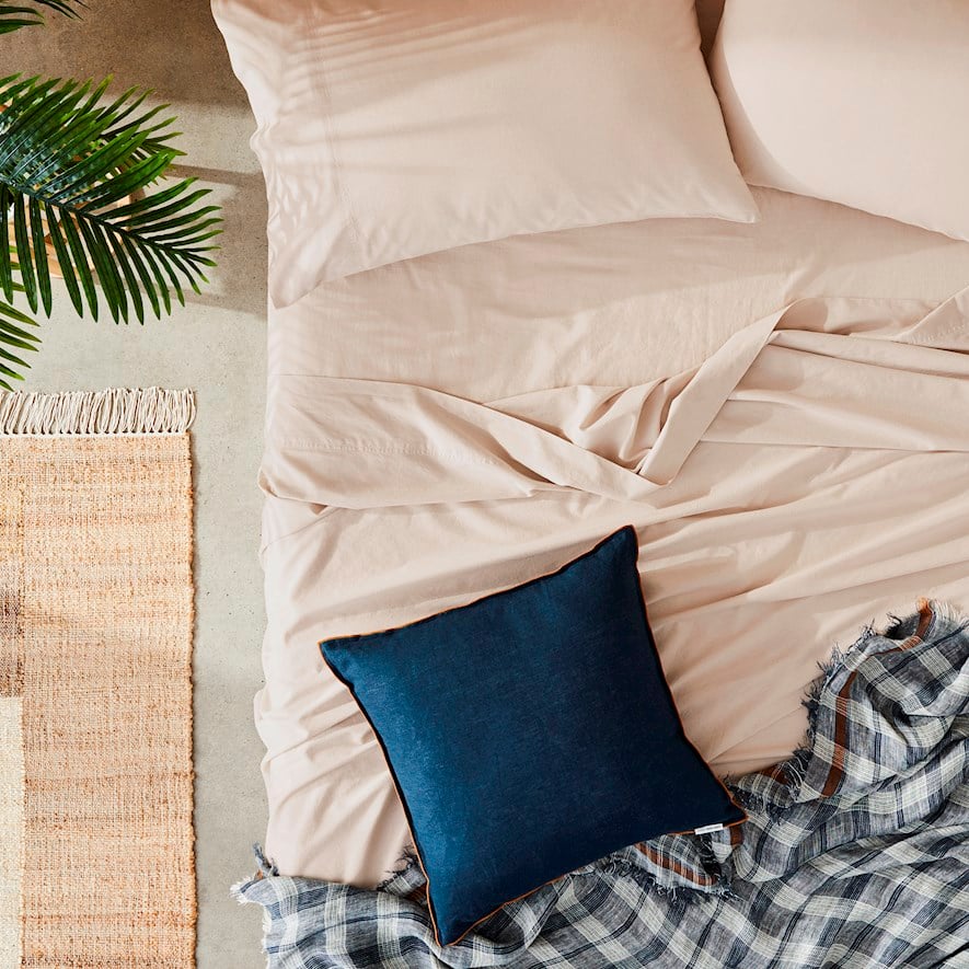 Organic Cotton Chambray Oatmeal Sheet Set | Adairs