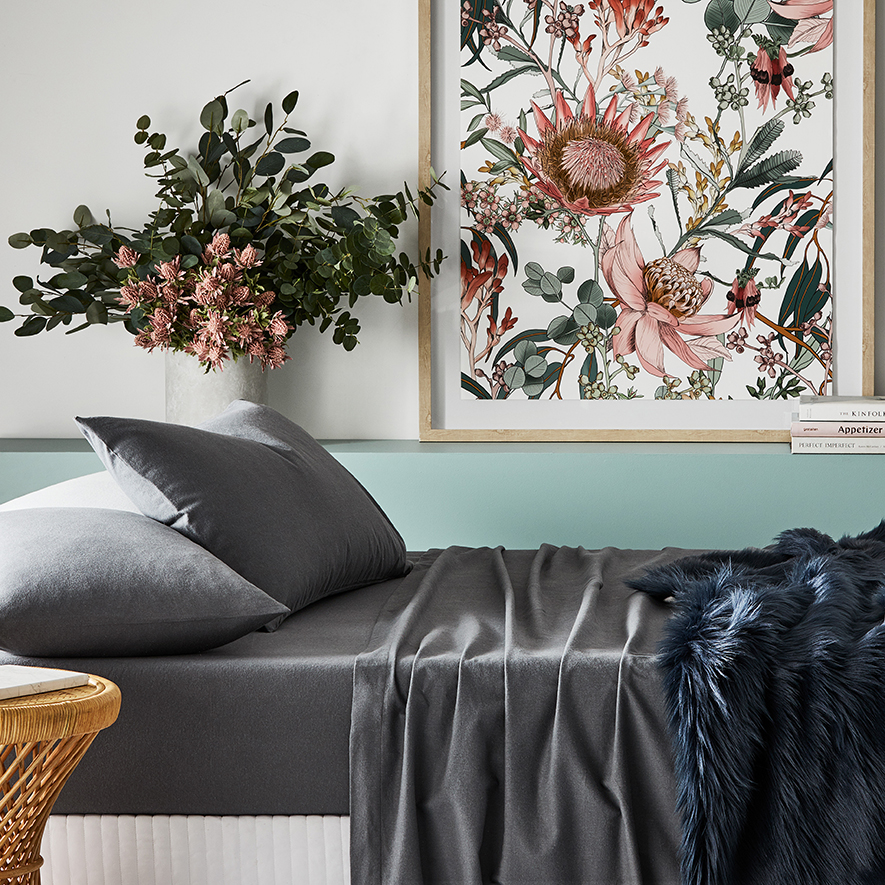 Plain Dyed Flannelette Coal Sheet Separates | Adairs