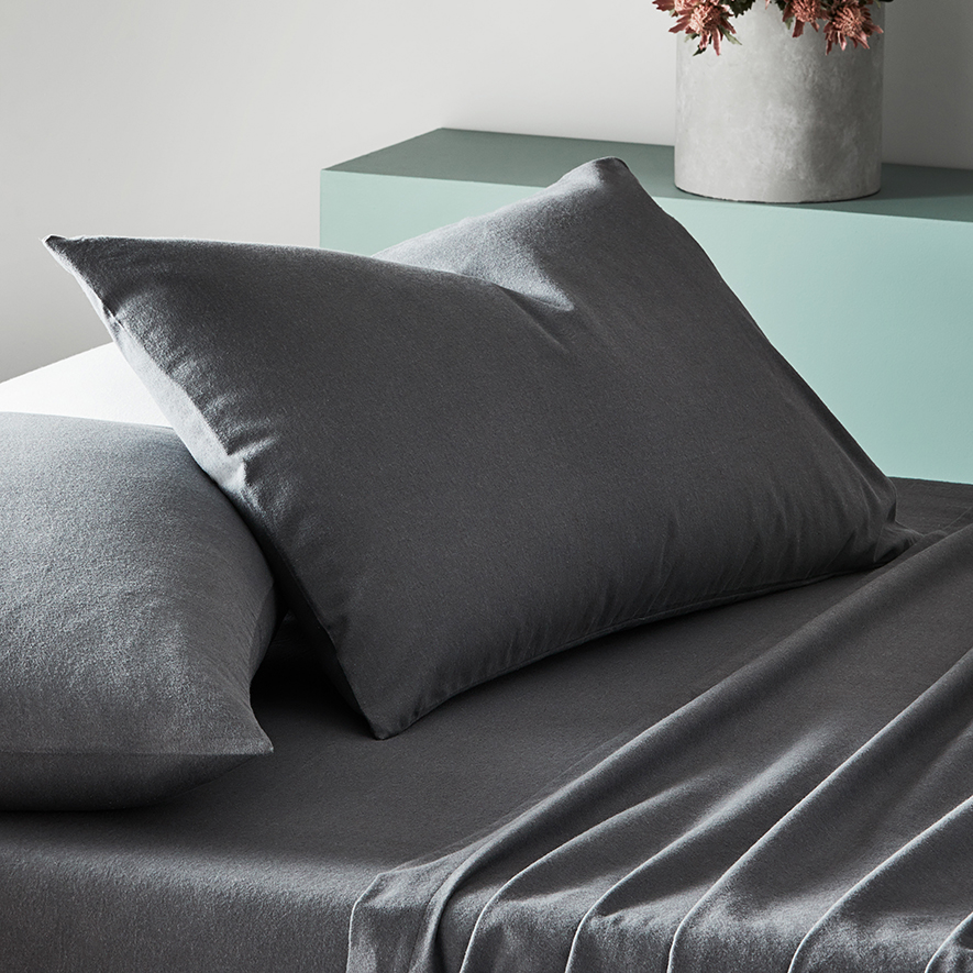 Plain Dyed Flannelette Coal Sheet Separates | Adairs