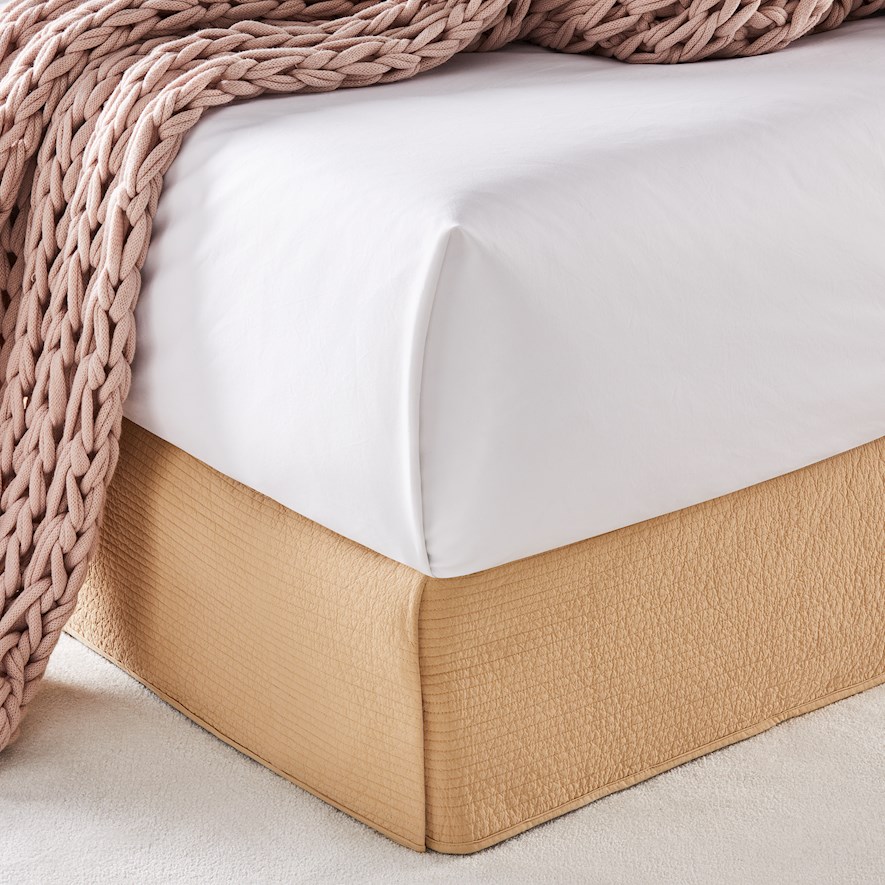 Stonewashed Cotton Wheat Quilted Valance | Adairs