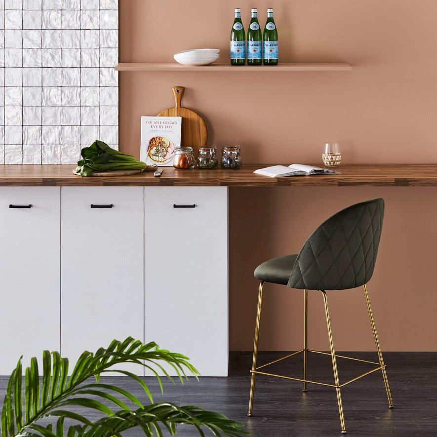 Arlo Dining Collection Olive/Gold Counter Stool | Adairs