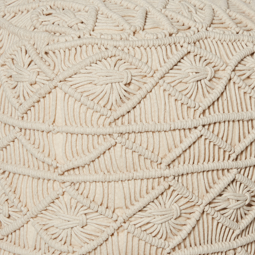 Home Republic - New Haven Macrame Pouf in Natural | Adairs