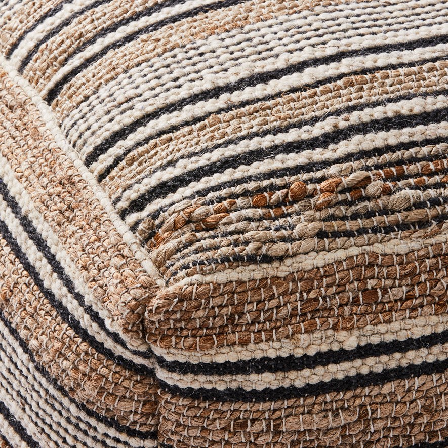 Mona Natural & Black Stripe Pouf | Adairs