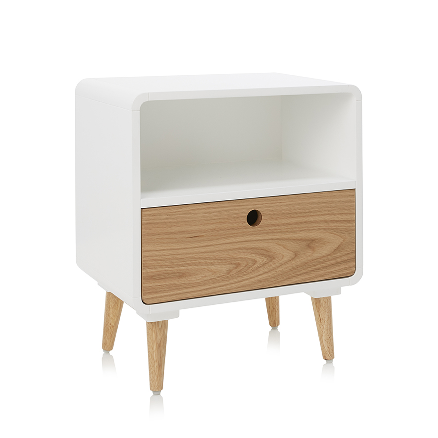Home Republic - Hazel 1 Drawer & Shelf Side Table White | Adairs