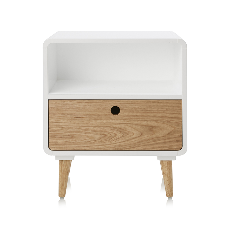 Home Republic - Hazel 1 Drawer & Shelf Side Table White | Adairs