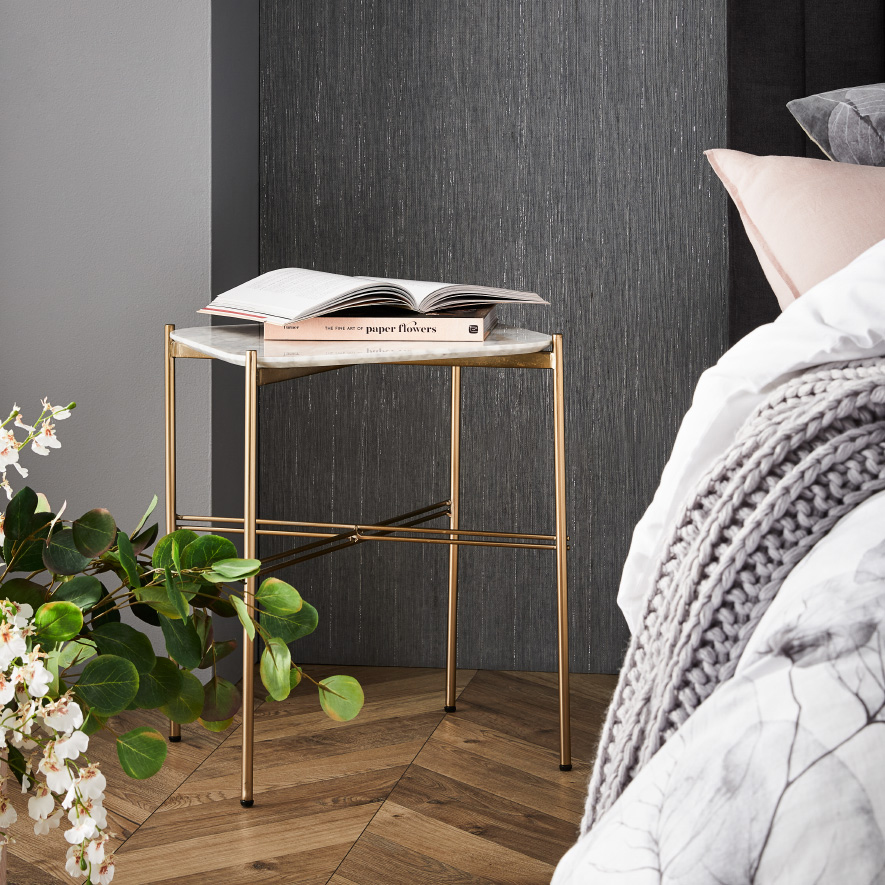 Sullivan Collection Side Table in White Marble | Adairs