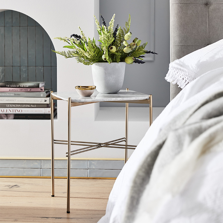 Sullivan Collection Side Table in White Marble | Adairs