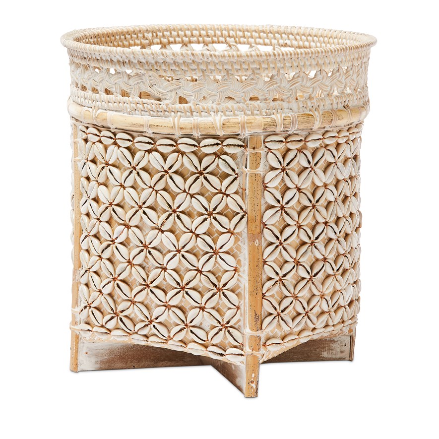 Cowrie Shell Basket Dia30xH30cm White Washed | Adairs