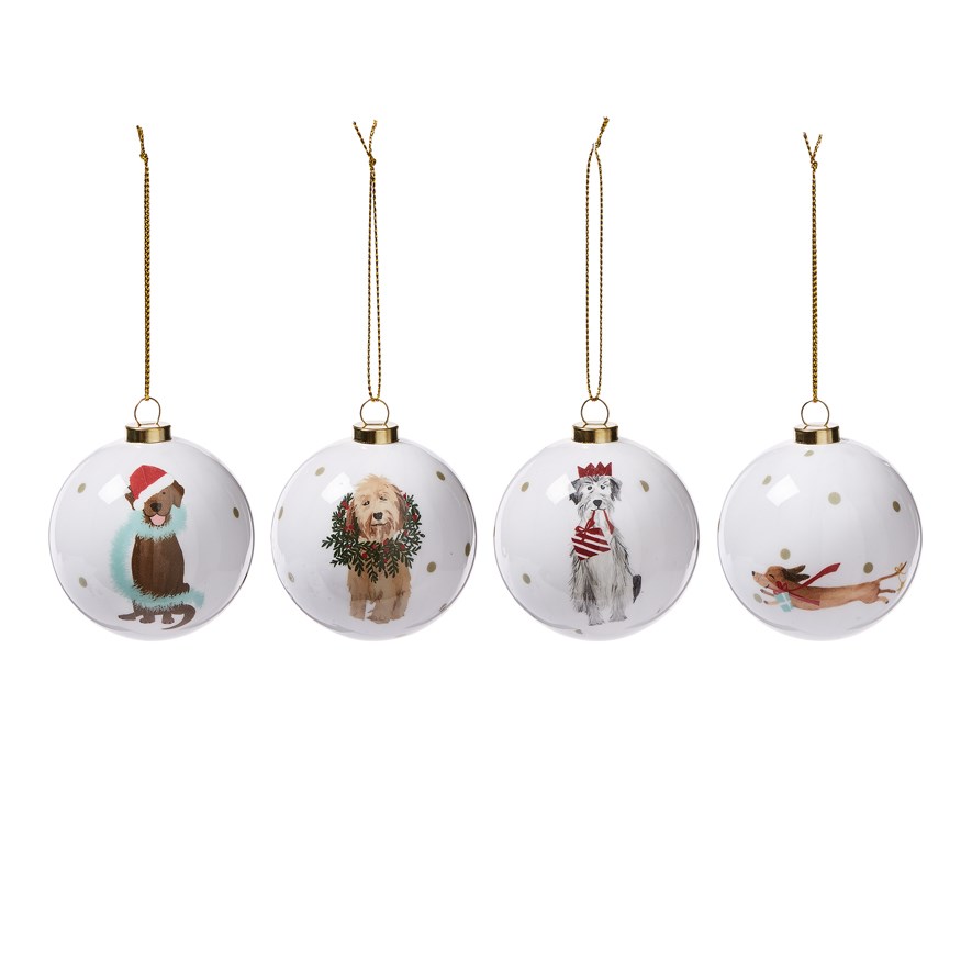 Dog Baubles Pack of 4 | Adairs