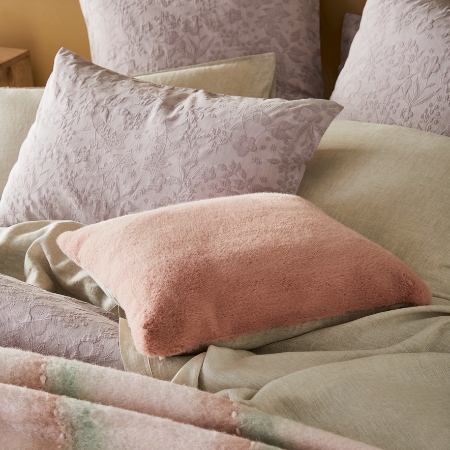 Astoria Rose Quartz Fur Cushion | Adairs